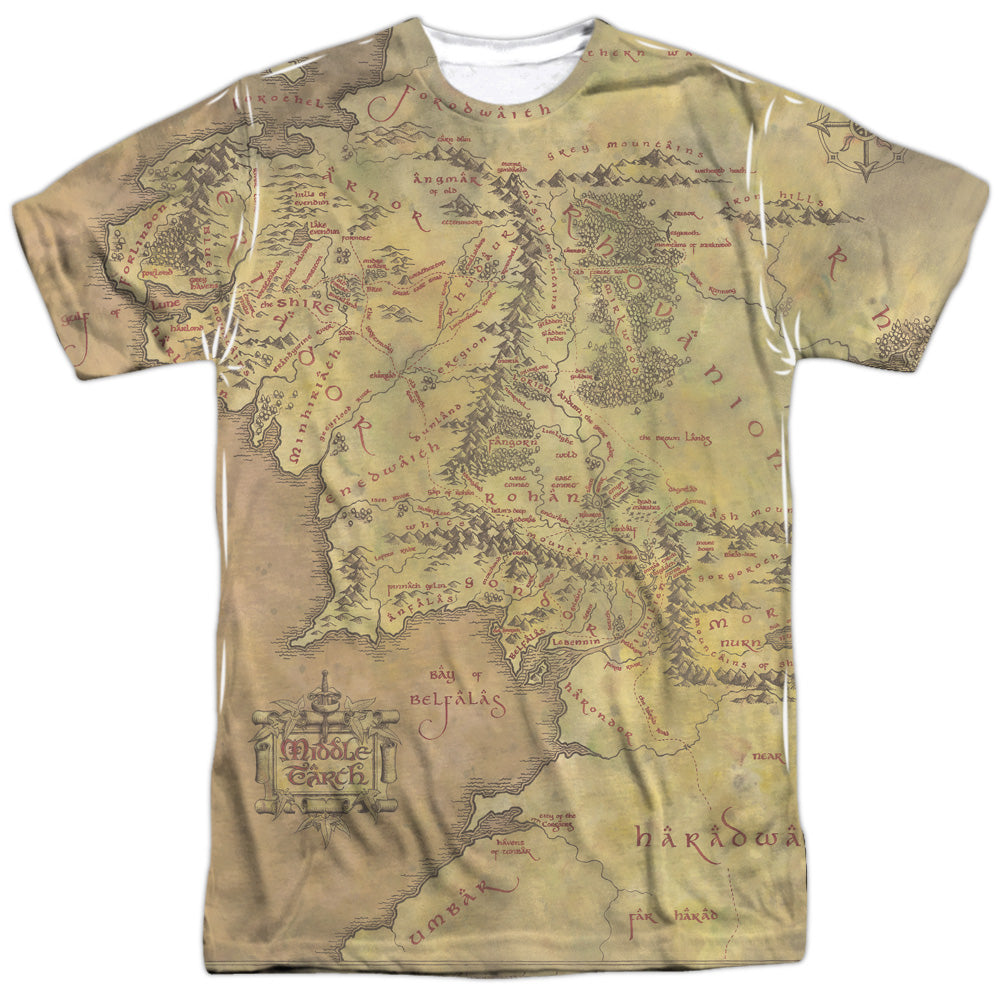 The Lord of the Rings Trilogy Middle Earth Map Sublimation T-Shirt ...